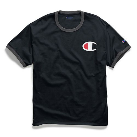 Champion | Shirts | Champion Mens Big C Logo Ringer Tee Blackgray ...